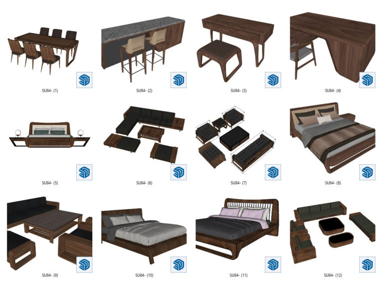Thư viện Sketchup gỗ óc chó - SU84 Studio